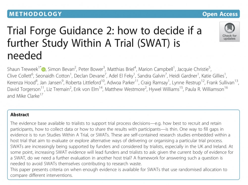 Trial Forge Guidance: when should we start a new SWAT evaluation? • Trial Forge